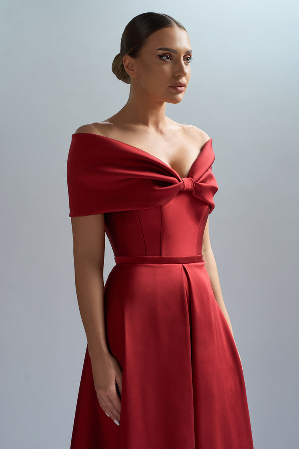 Long evening dress made of Italian elastic taffeta Rhea CA74