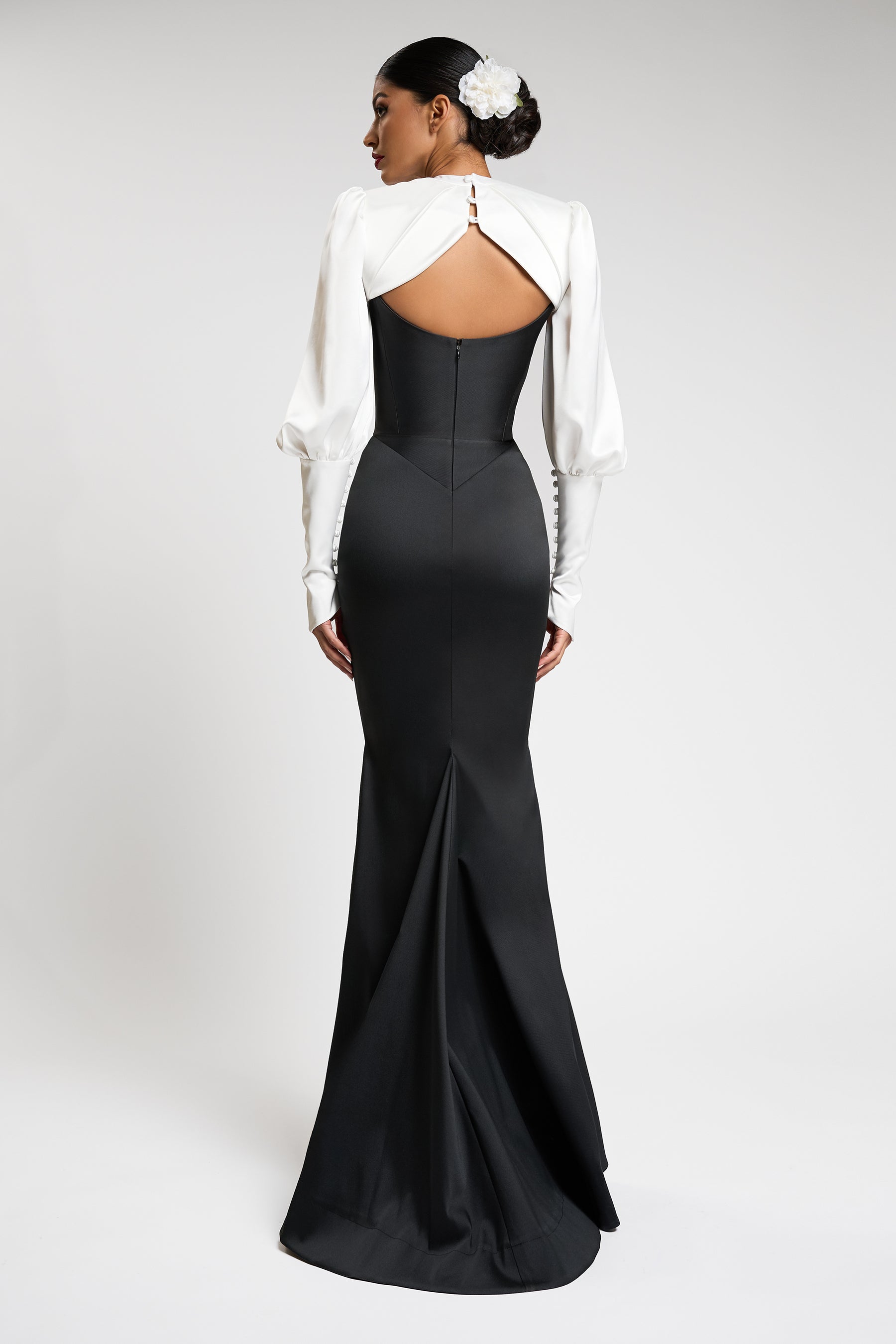 Long evening dress made of Italian elastic taffeta Fernanda CA137
